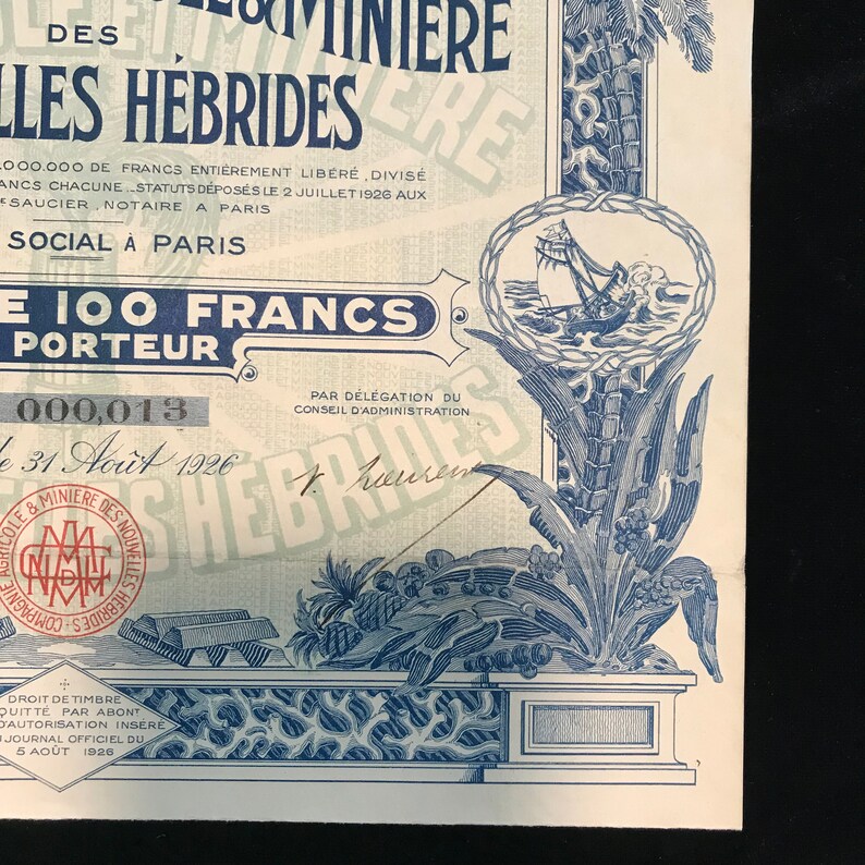 Antique French Mine Deed Lithograph Print, C.1926 (10.5x9) - Etsy