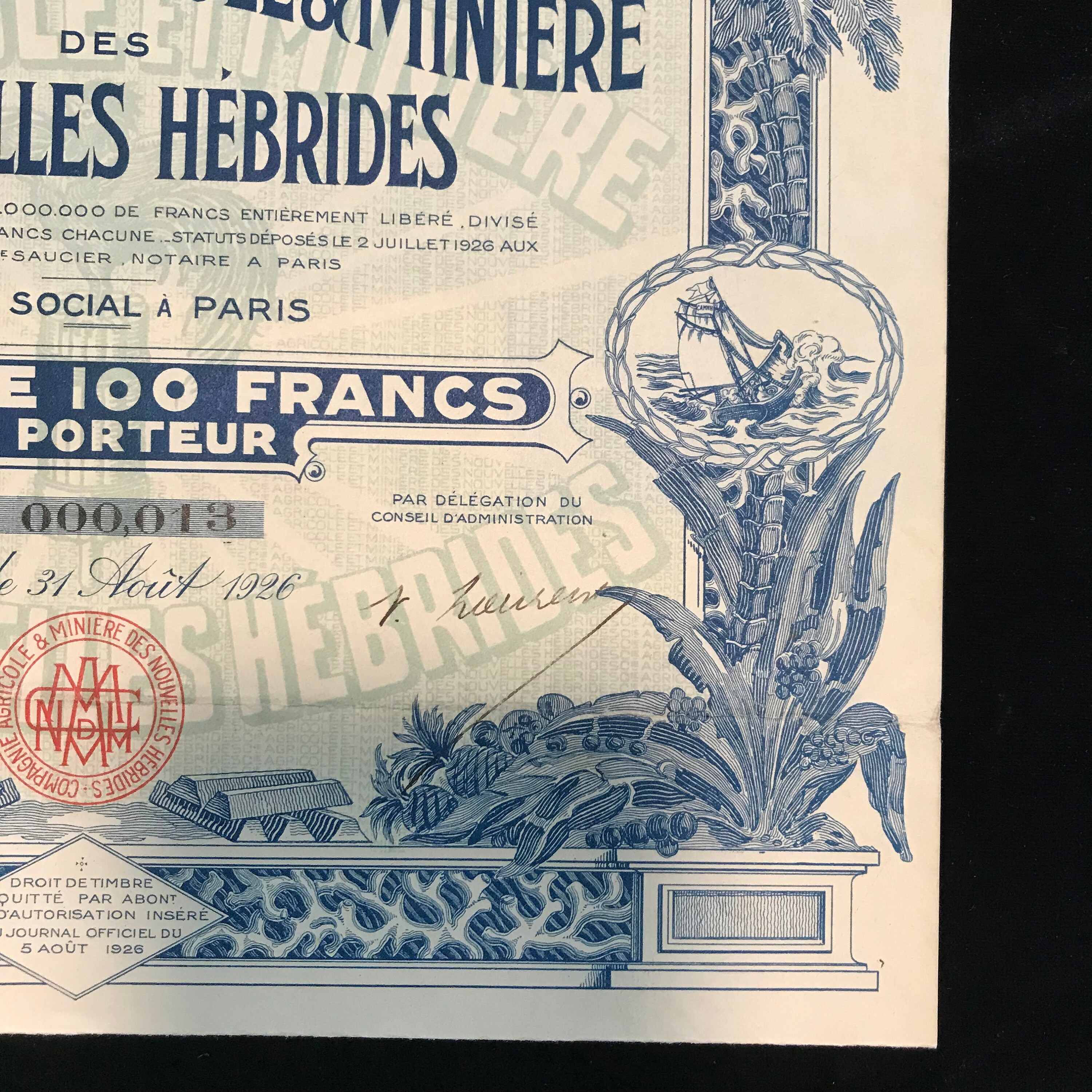 Antique French Mine Deed Lithograph Print, C.1926 (10.5x9) - Etsy
