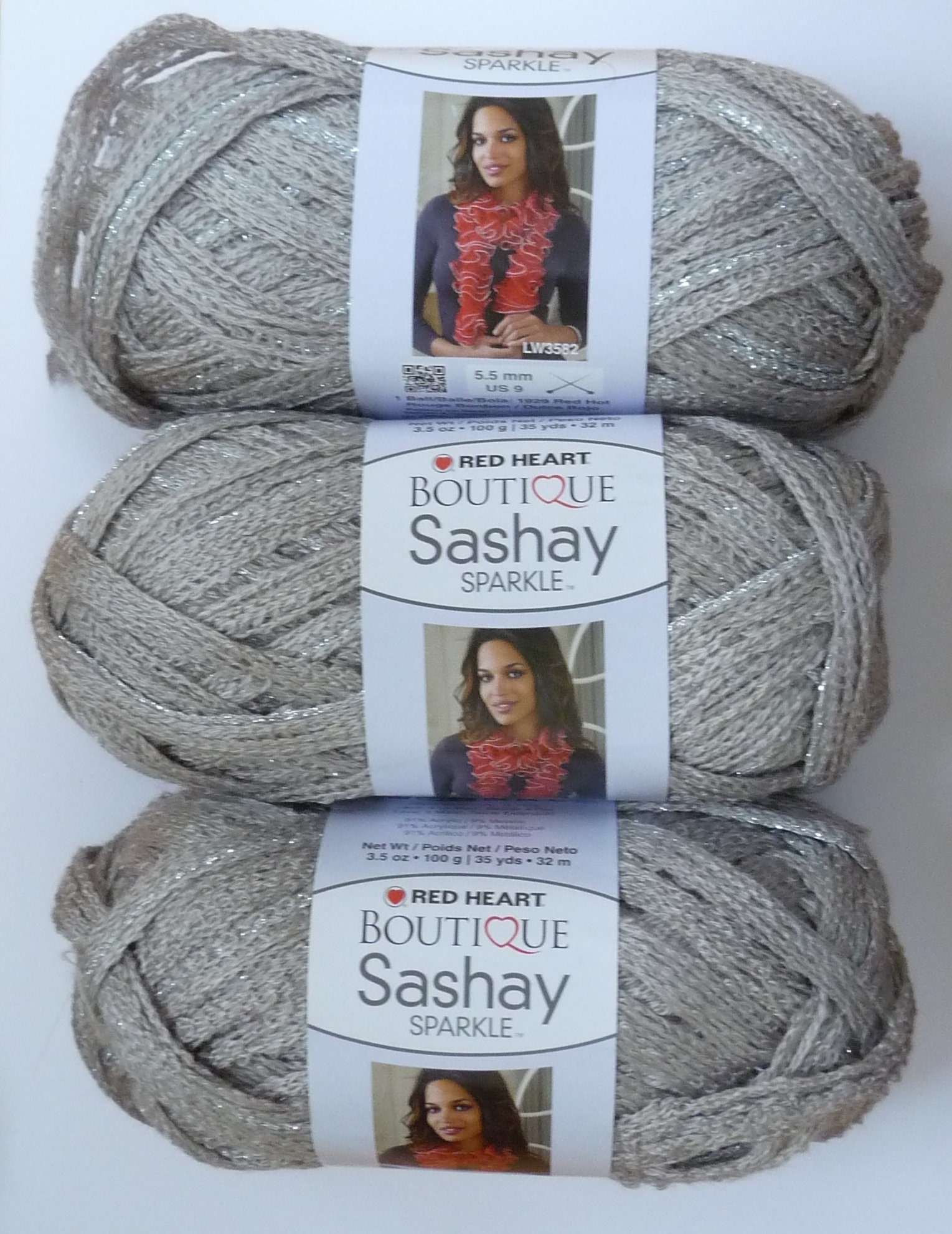 3 Skeins Red Heart Boutique Sparkle SASHAY yarn . Platinum . | Etsy