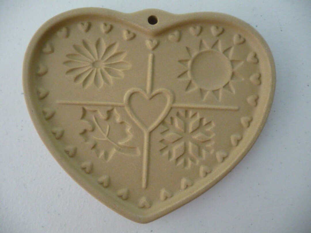 NEW Pampered Chef 'seasons of the Heart' Heart Stoneware Cookie Mold ...