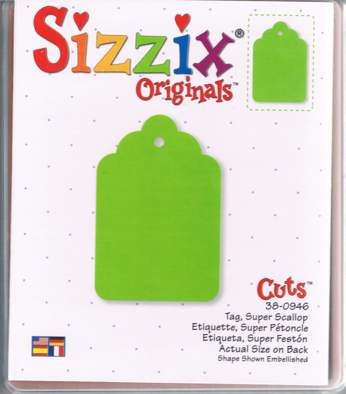 New Sizzix SUPER SCALLOP TAG large red die Tag Measures | Etsy
