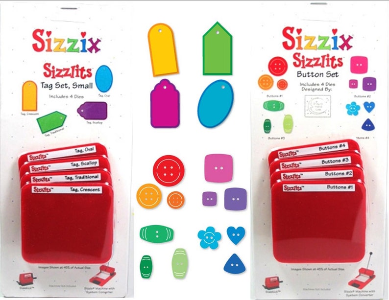 NEW Sizzix Sizzlits TAG & BUTTONS Sets Lot of 8 Dies 20 - Etsy