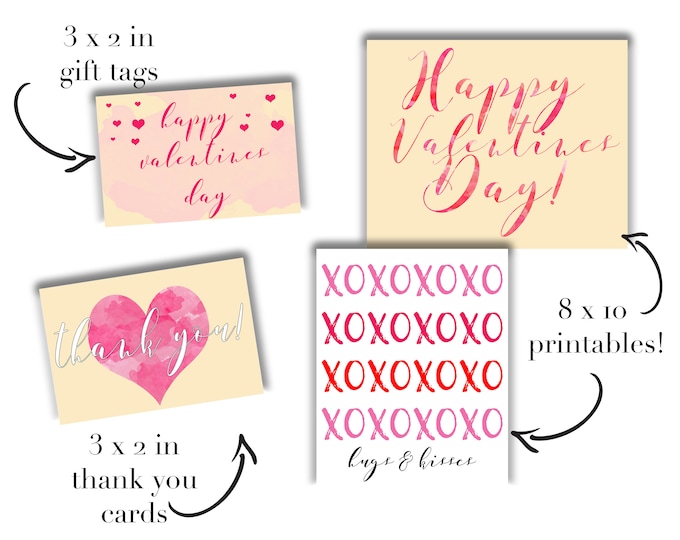 Valentines Day Printable Set, Valentines Day Gift Tags, Valentines Day ...