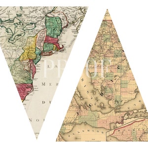 US Map Pennant Banner Vintage US Map Banner History - Etsy