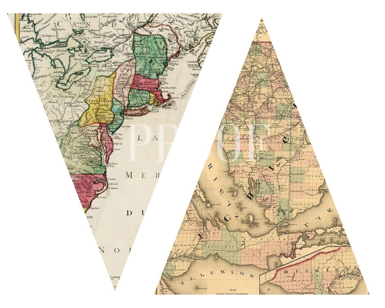 US Map Pennant Banner, Vintage US Map Banner, History Classroom ...