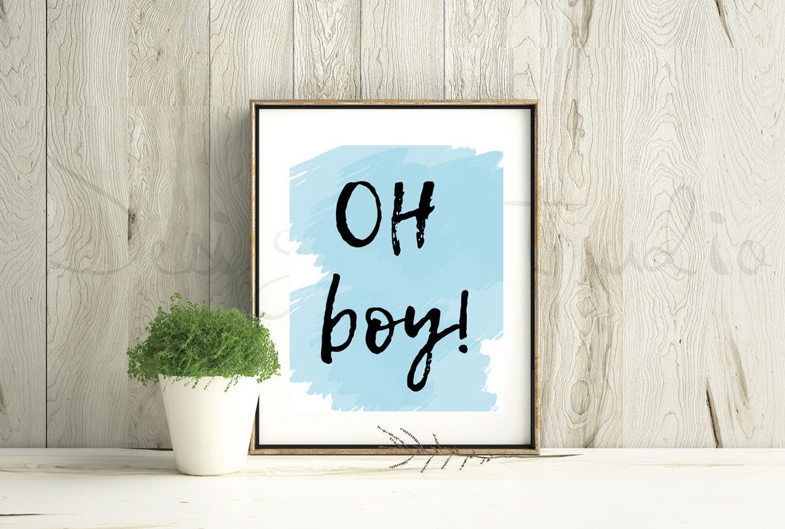 Oh Boy, Boy Nursery Wall Decor, Watercolor Prints, Blue and Black - Etsy
