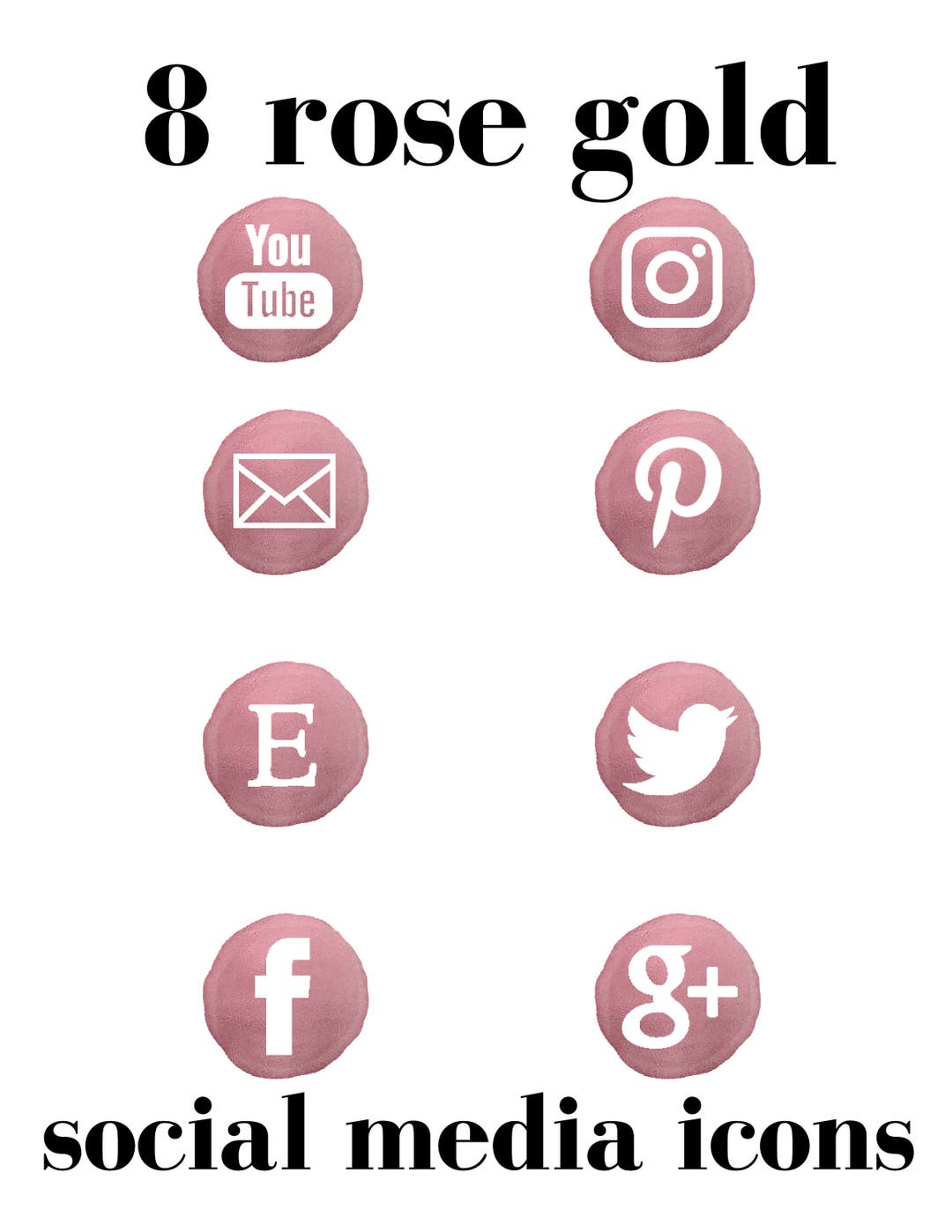 Rose Gold Social Media Icons, Social Media Buttons, Blog Buttons ...