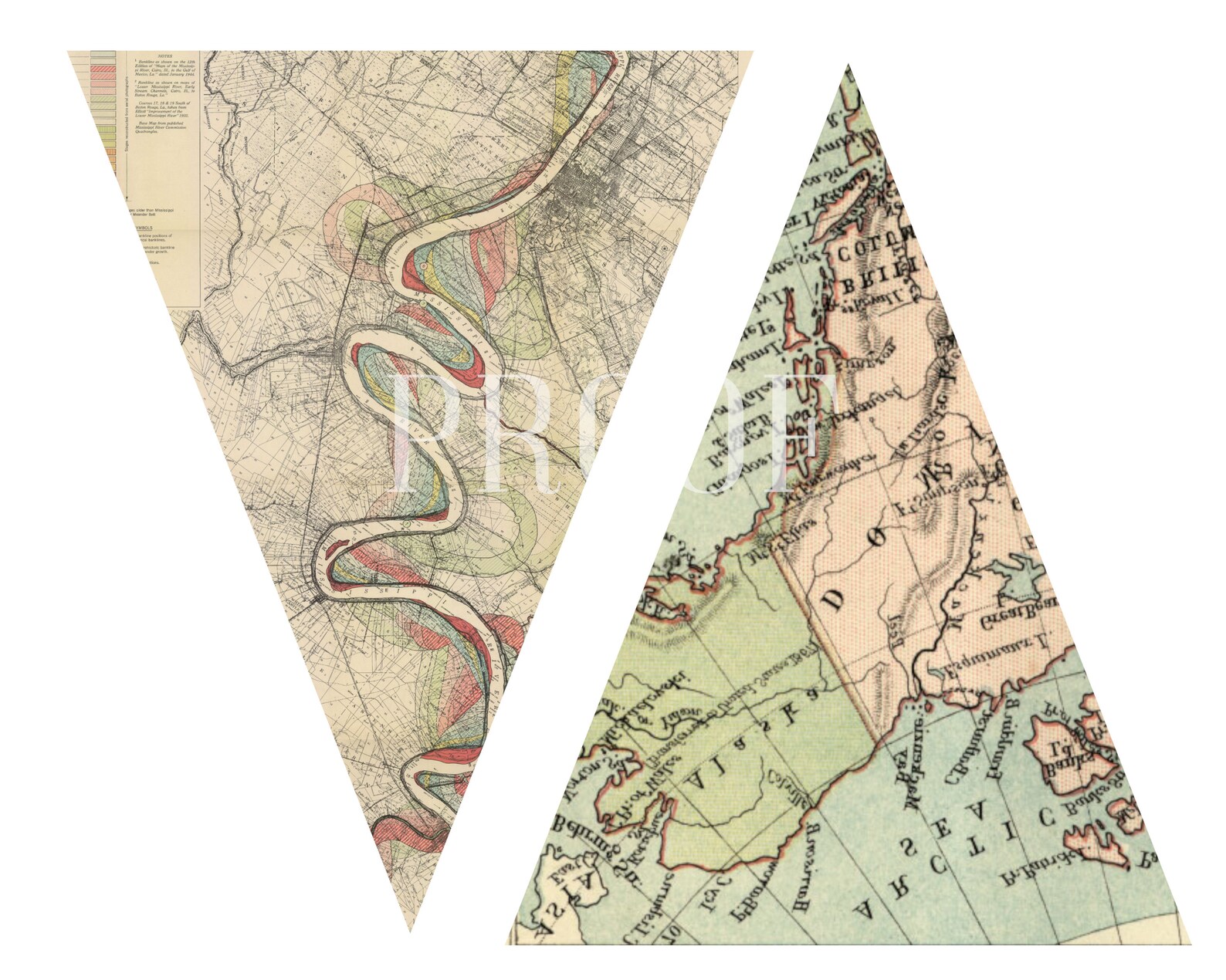 US Map Pennant Banner, Vintage US Map Banner, History Classroom ...