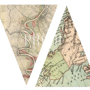 US Map Pennant Banner Vintage US Map Banner History - Etsy