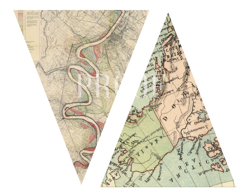 US Map Pennant Banner Vintage US Map Banner History - Etsy