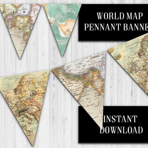 Vintage World Map - Etsy