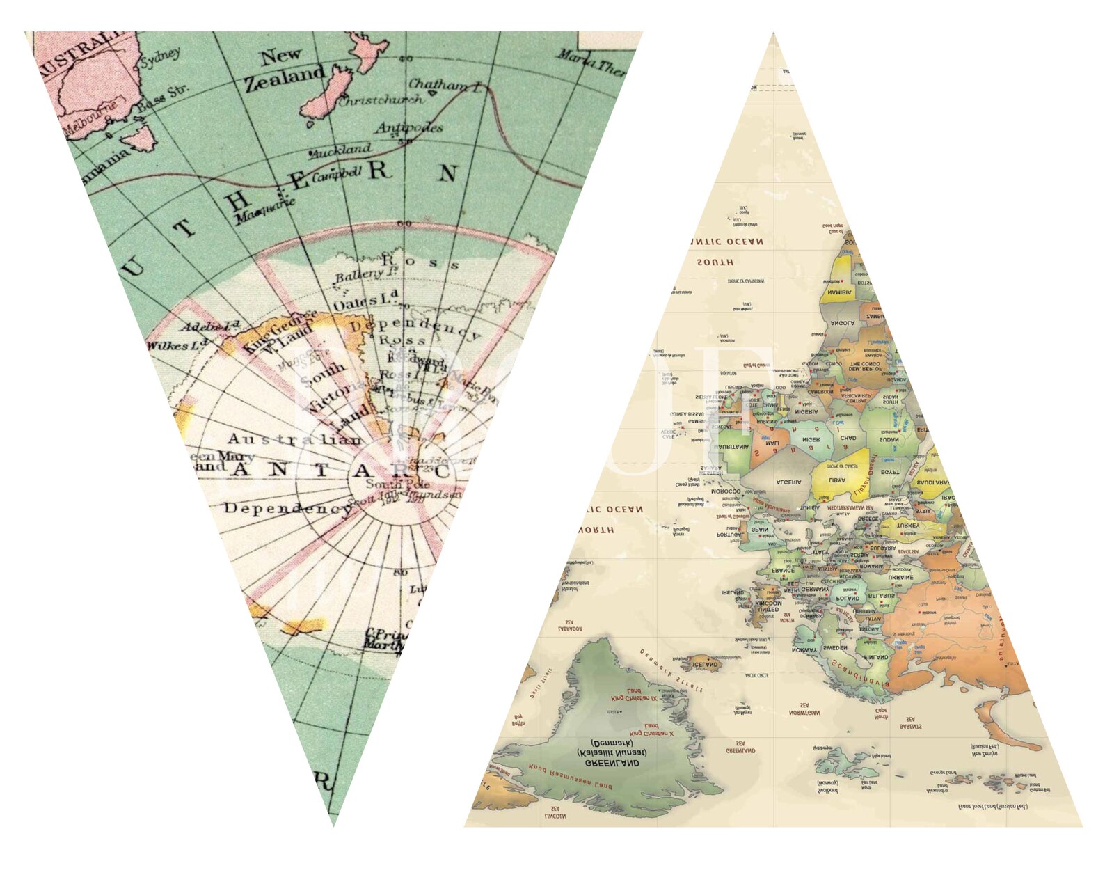 World Map Pennant Banner, Vintage World Map Banner, Classroom Banner ...