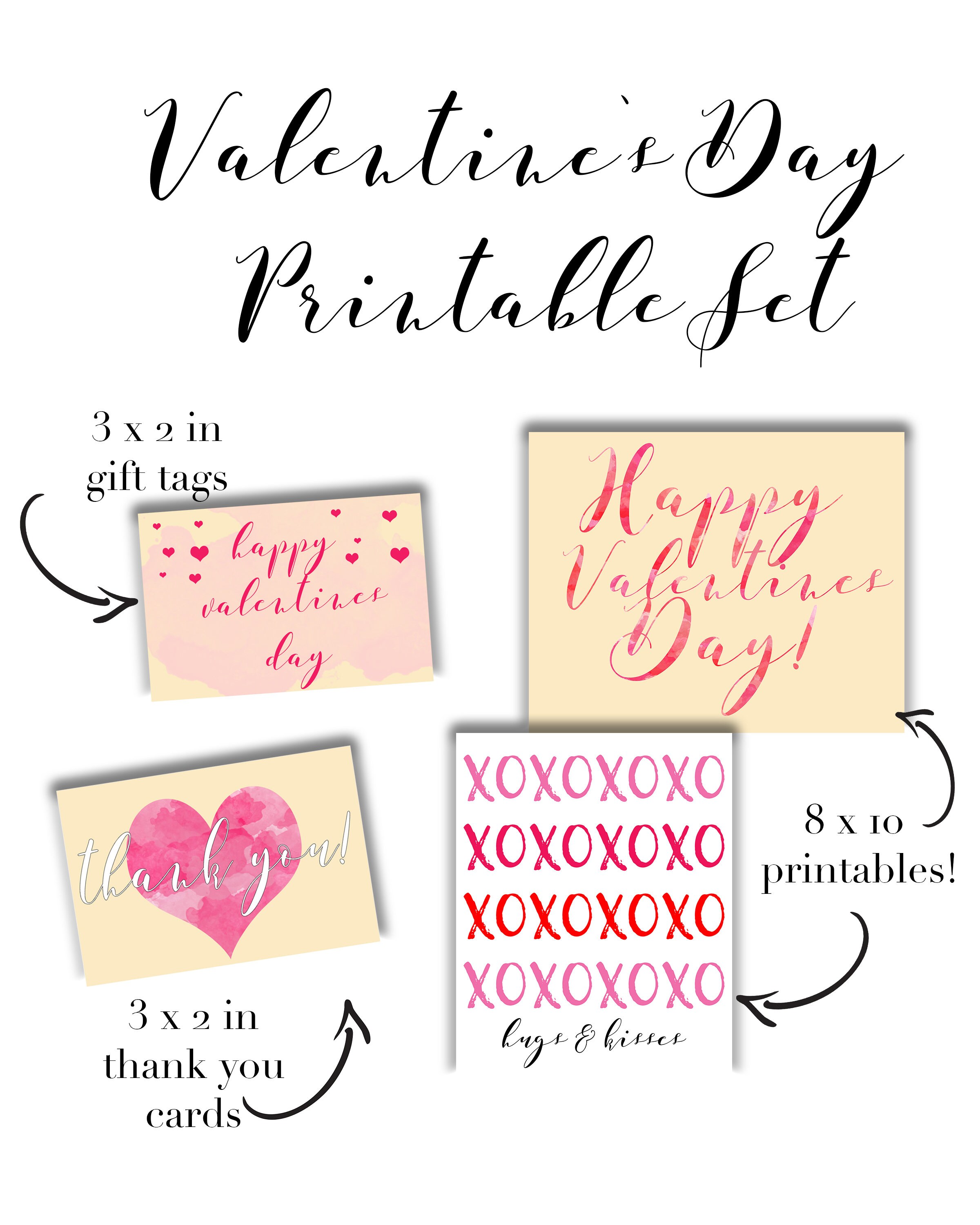 Valentines Day Printable Set Valentines Day Gift Tags - Etsy