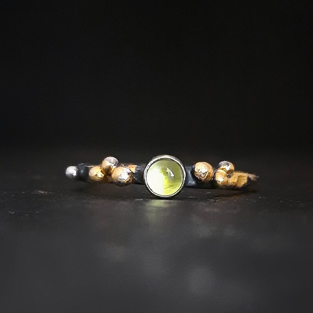 Peridot Sterling Silver Ring, 24ct Gold Stack Ring, August Birthstone ...
