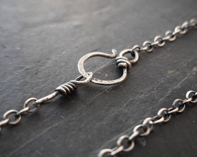 Hand Forged Chain With Dark Oxidized Sterling Silver, Heavy Gauge Oval ...