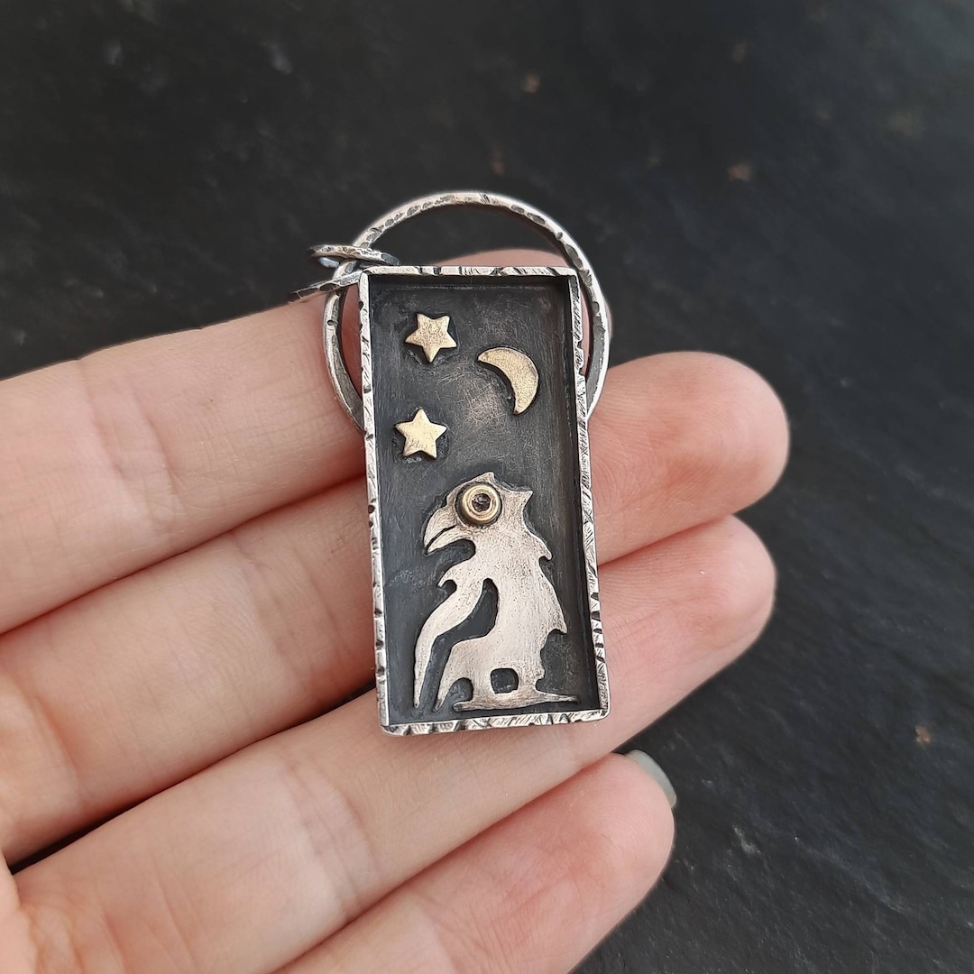 Raven 925 Sterling Silver Pendant Gothic Raven Pendant Gift - Etsy