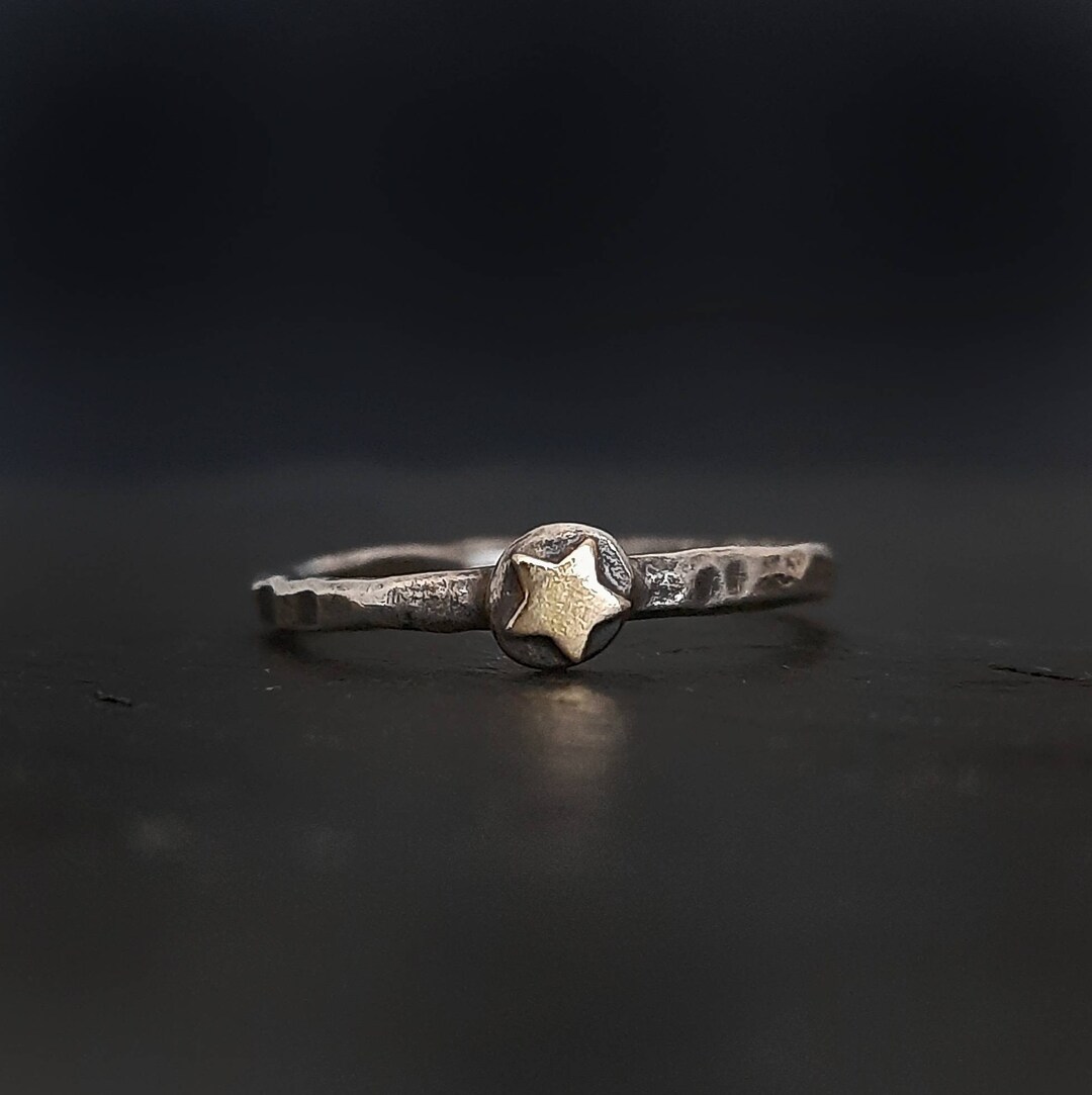Sterling Silver Star Stack Ring, Stackable Ring, Brass Star, Sweet Star ...