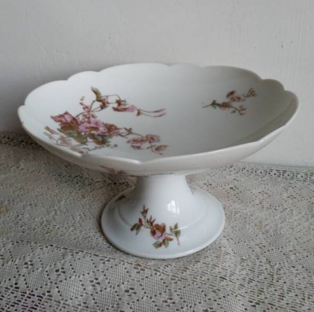 Fruit Bowl, Limoges Porcelaine With Pink Flowers and Bees, French ...