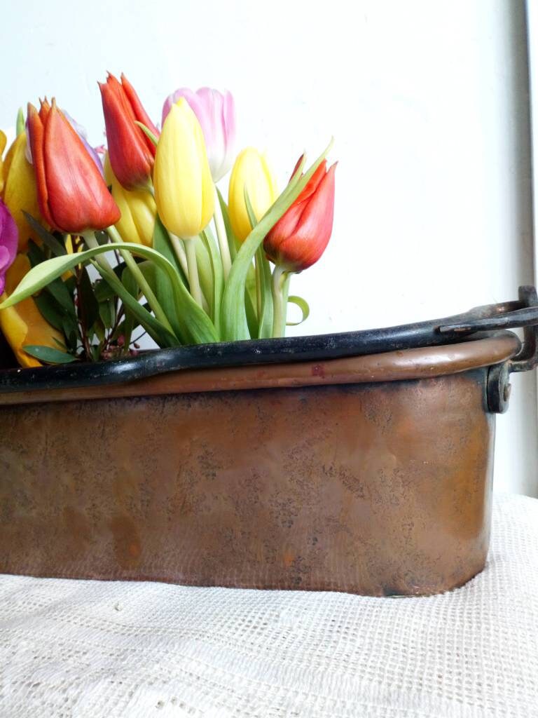 Jardiniere in Hammered Copper Windowsill Herb Planter | Etsy