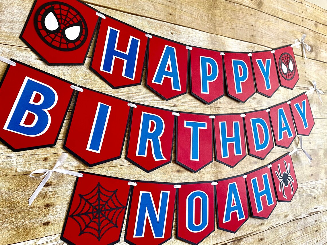 Banner Spider Theme Red / Blue / Black | Etsy