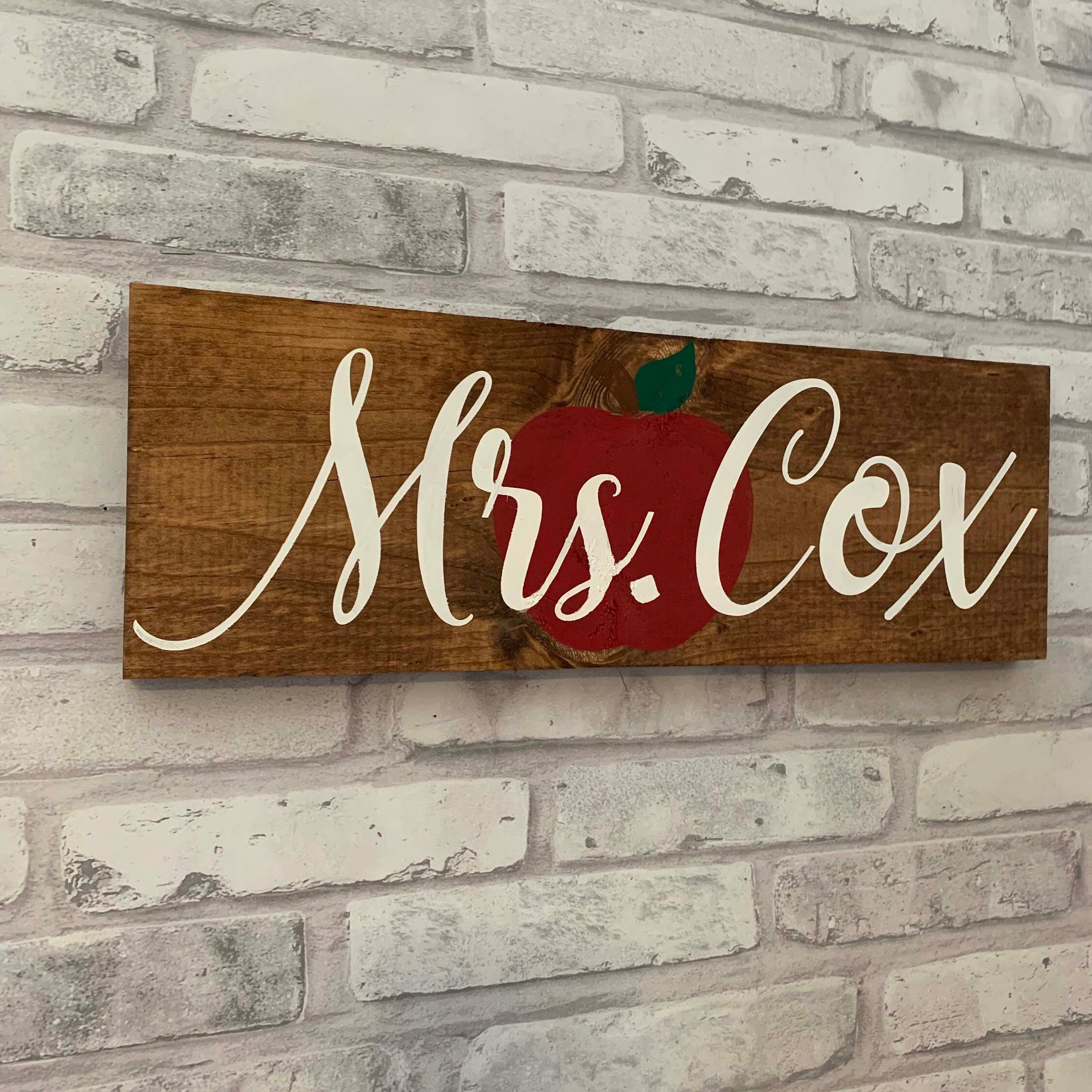 Teacher Wood Sign Teacher Sign with Apple Wood Sign with | Etsy