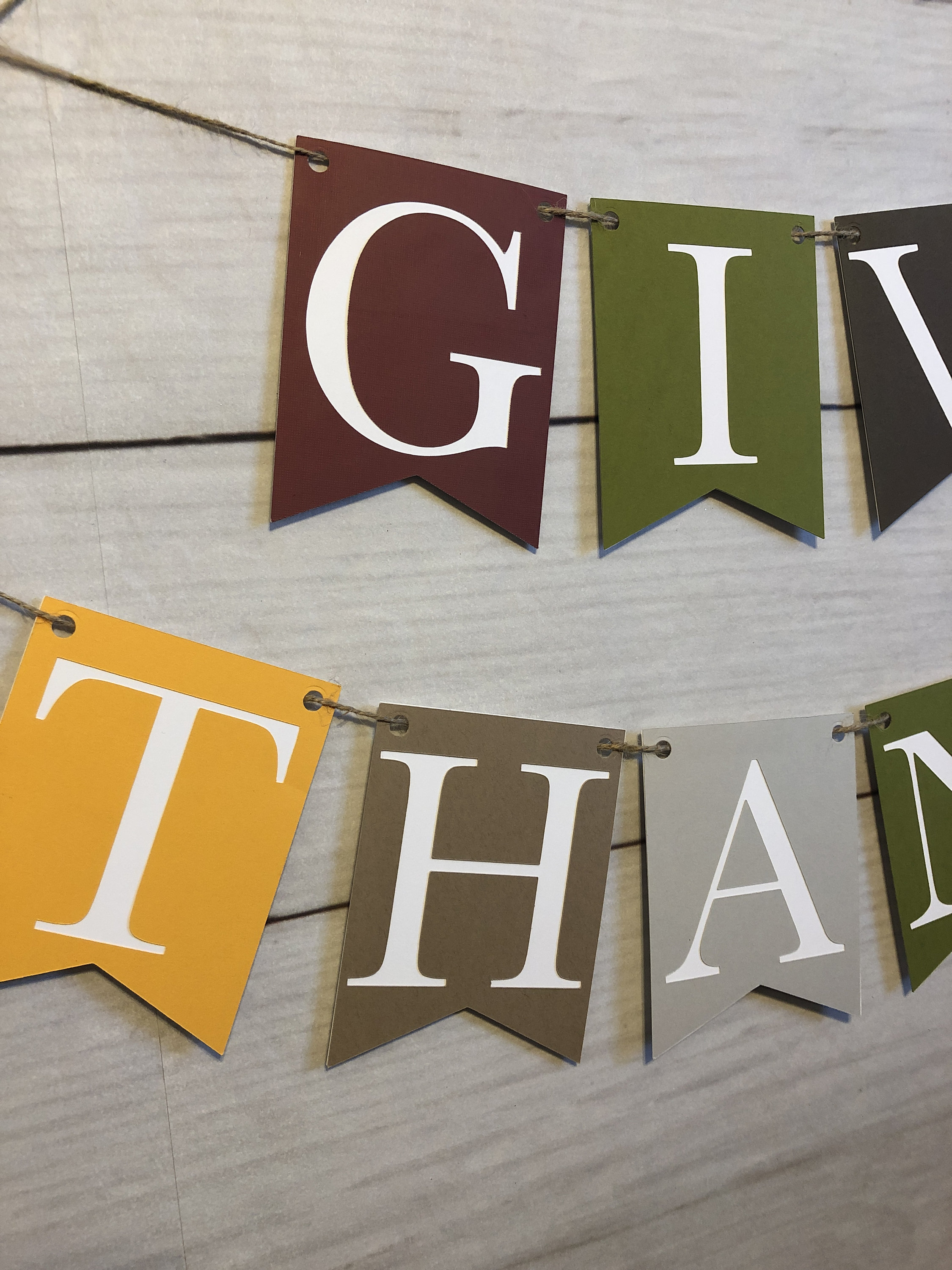 Give Thanks Thanksgiving Banner, Neutral Cardstock, Burlap String - Etsy