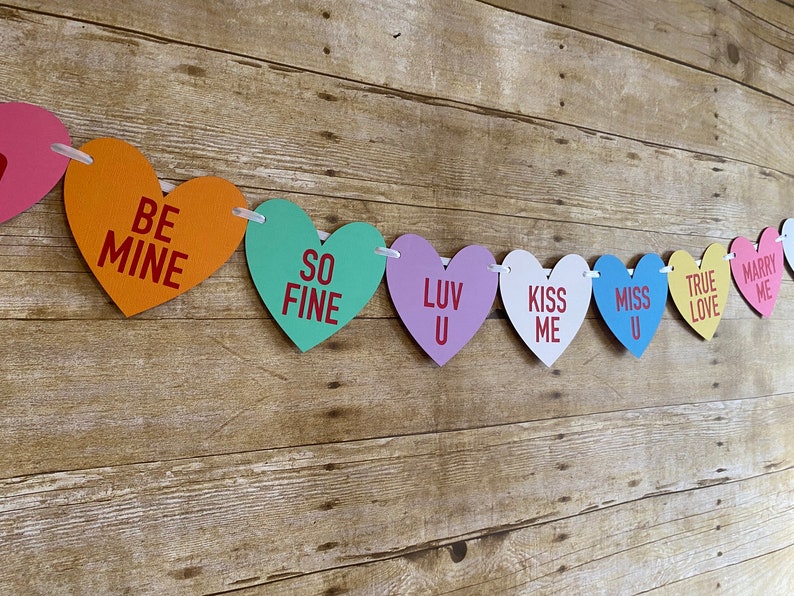 Candy Heart Banner Valentine Hearts Banner Valentine's - Etsy