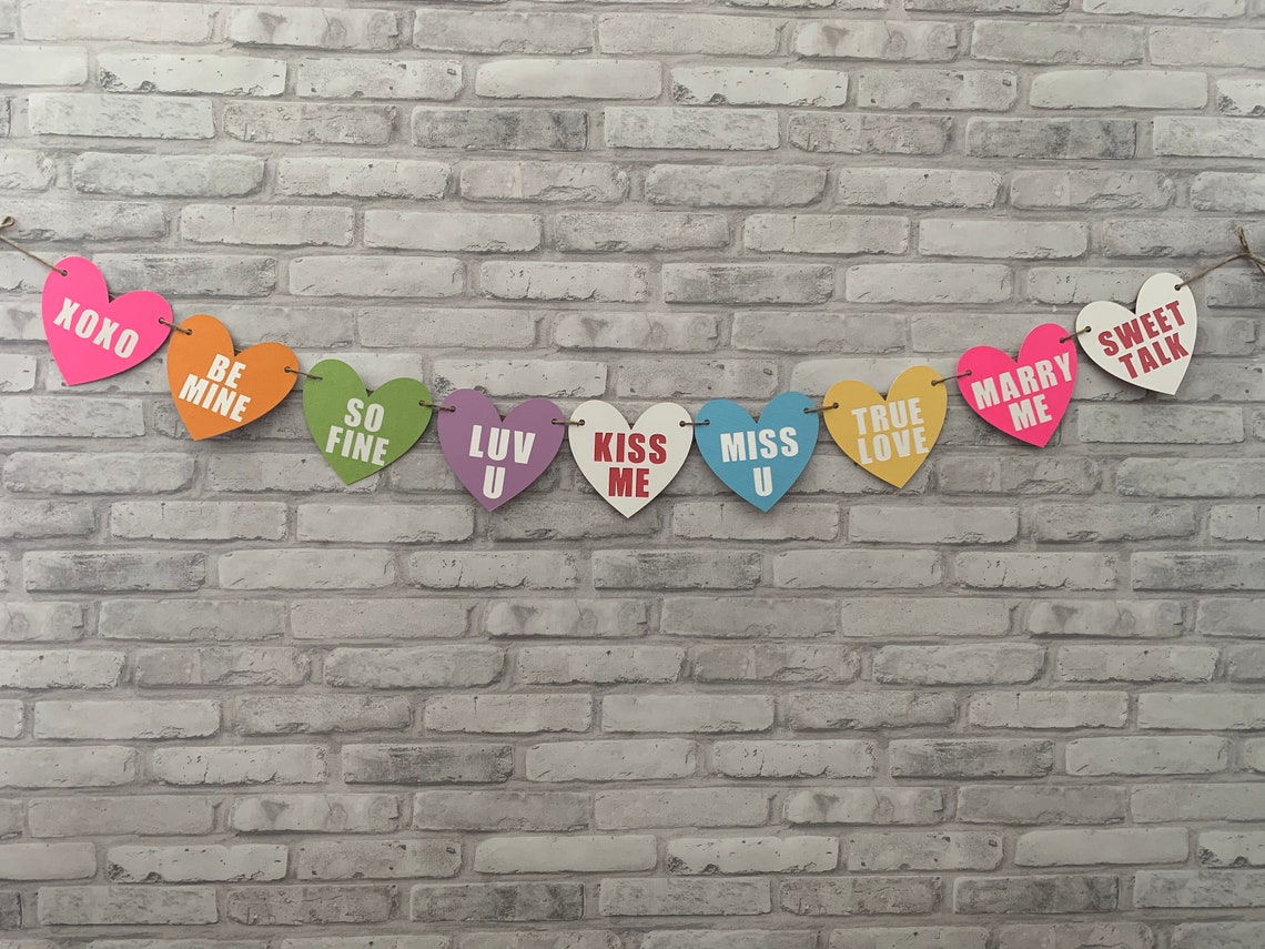 Candy Heart Banner Valentine Hearts Banner | Etsy