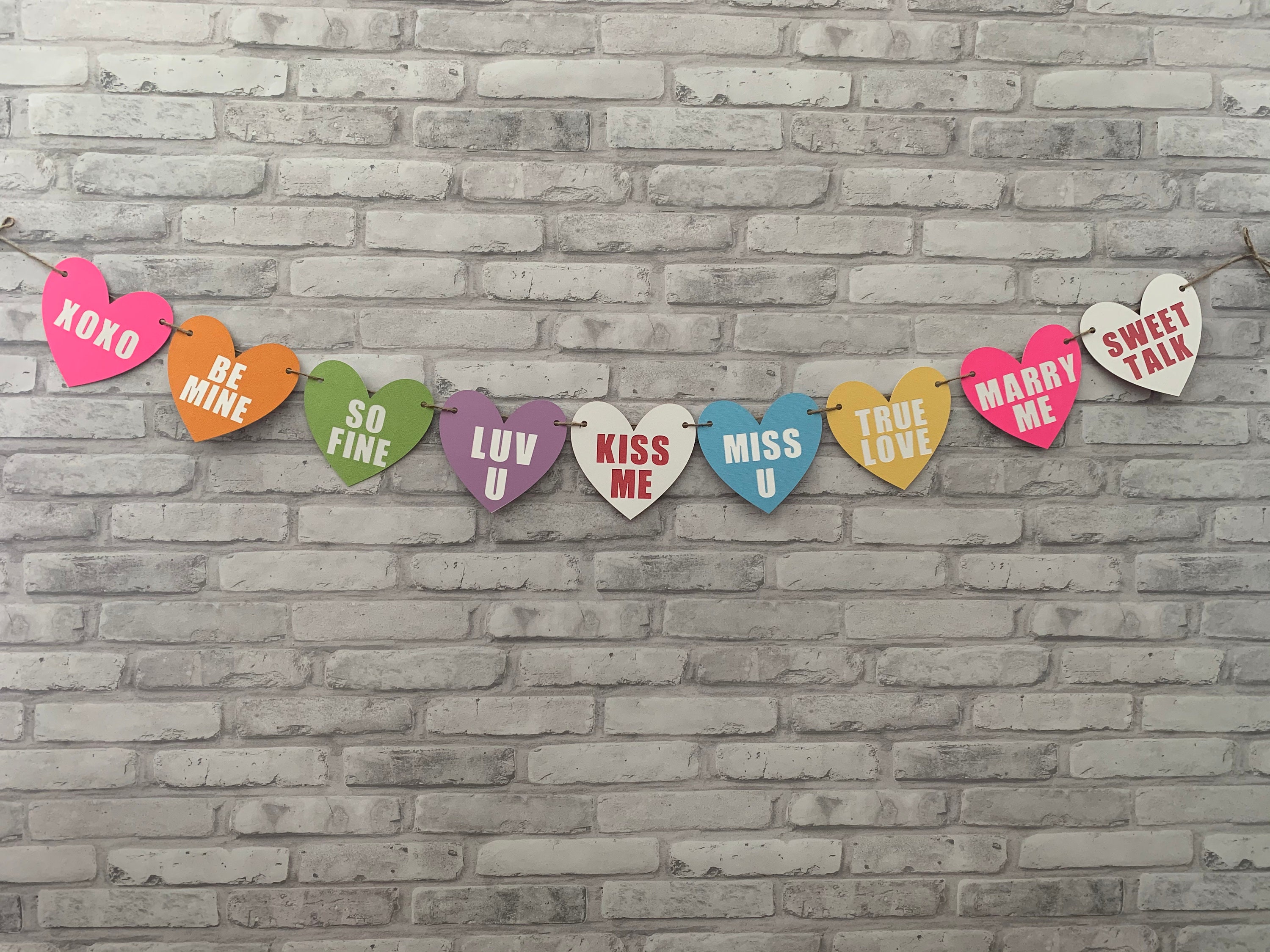 Candy Heart Banner Valentine Hearts Banner | Etsy