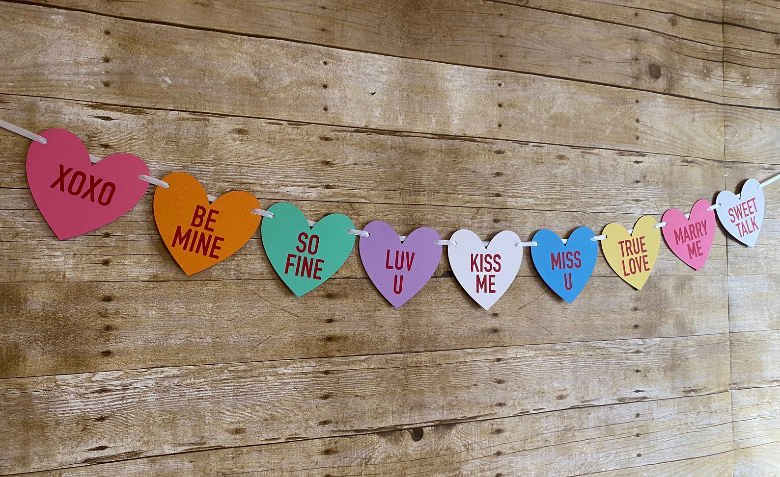 Candy Heart Banner Valentine Hearts Banner Valentine's - Etsy