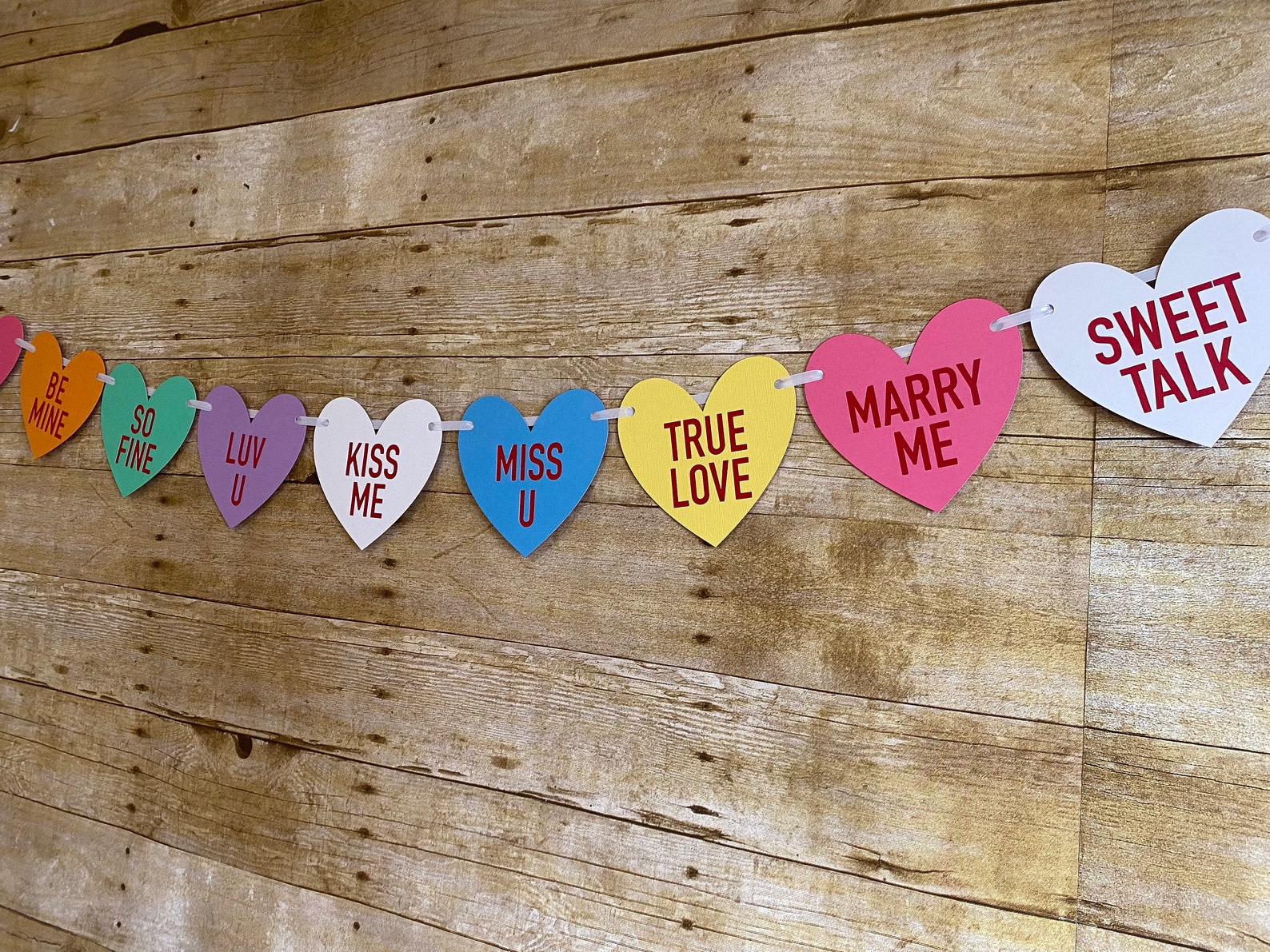 Candy Heart Banner Valentine Hearts Banner Valentine's - Etsy
