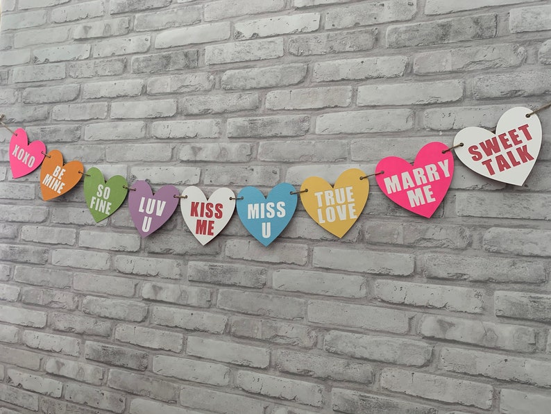 Candy Heart Banner Valentine Hearts Banner | Etsy