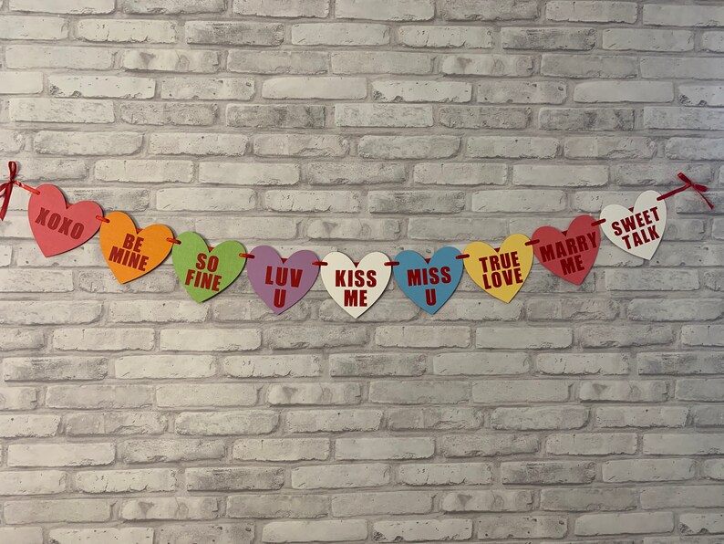 Candy Heart Banner Valentine Hearts Banner | Etsy