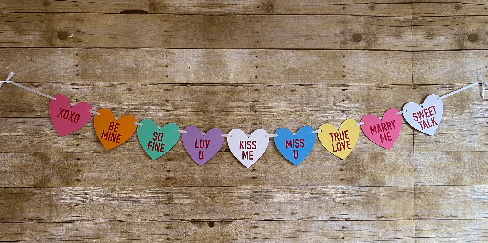 Candy Heart Banner Valentine Hearts Banner Valentine's - Etsy