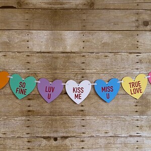 Candy Heart Banner, Valentine Hearts Banner, Valentine's Day Banner - Etsy