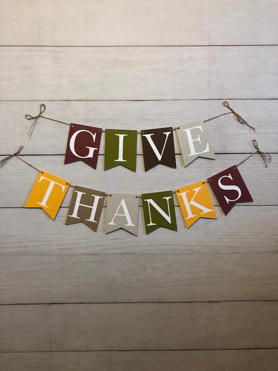 Give Thanks Thanksgiving Banner, Neutral Cardstock, Burlap String - Etsy