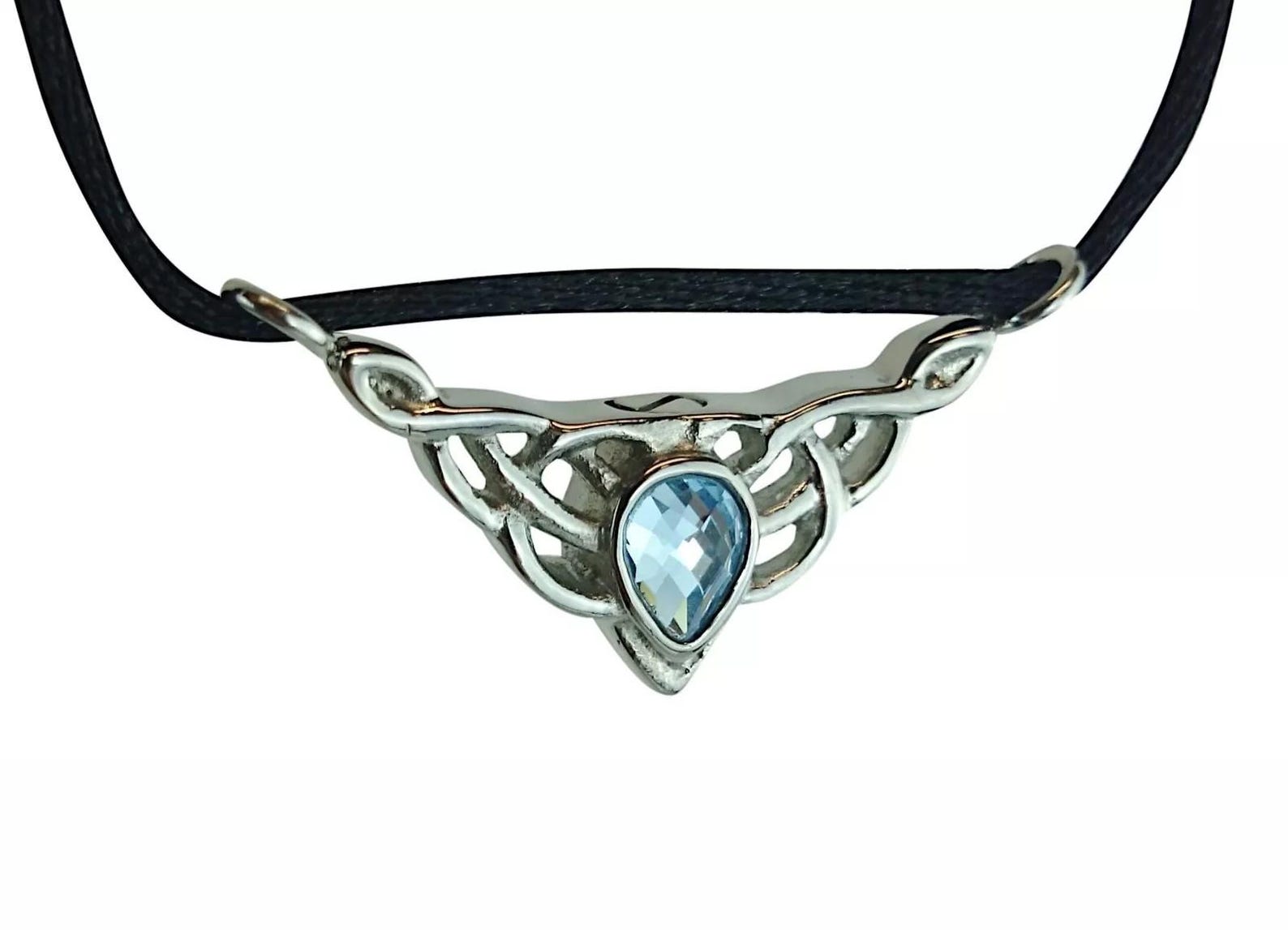 Celtic Light Blue Diamante Choker Urn Necklace Pendant - Memorial Ash ...