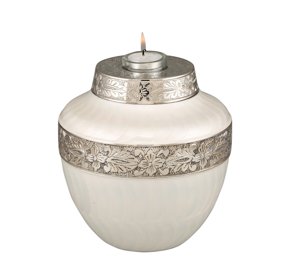 Hope of Light Pearl White Chalice Tea Light Cremation Urn for Adult or ...