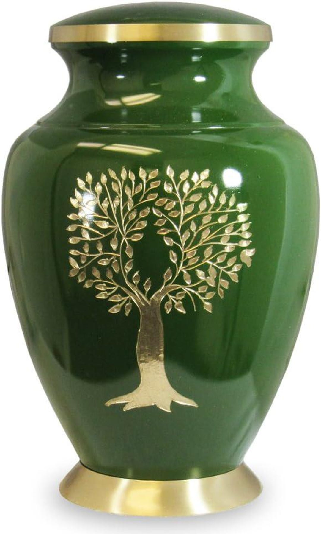 Large Green and Golden Tree of Life Adult Brass Urn With Optional ...