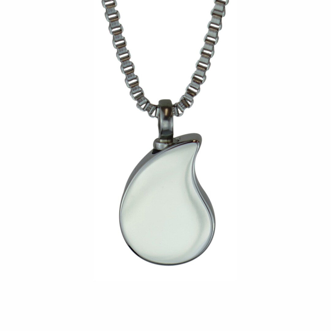 Plain Teardrop Urn Pendant Necklace - Memorial Ash Keepsake - Cremation ...