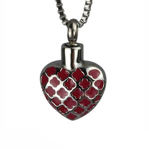 Red Heart Urn Pendant - Memorial Ash Keepsake Jewellery - Personalised ...