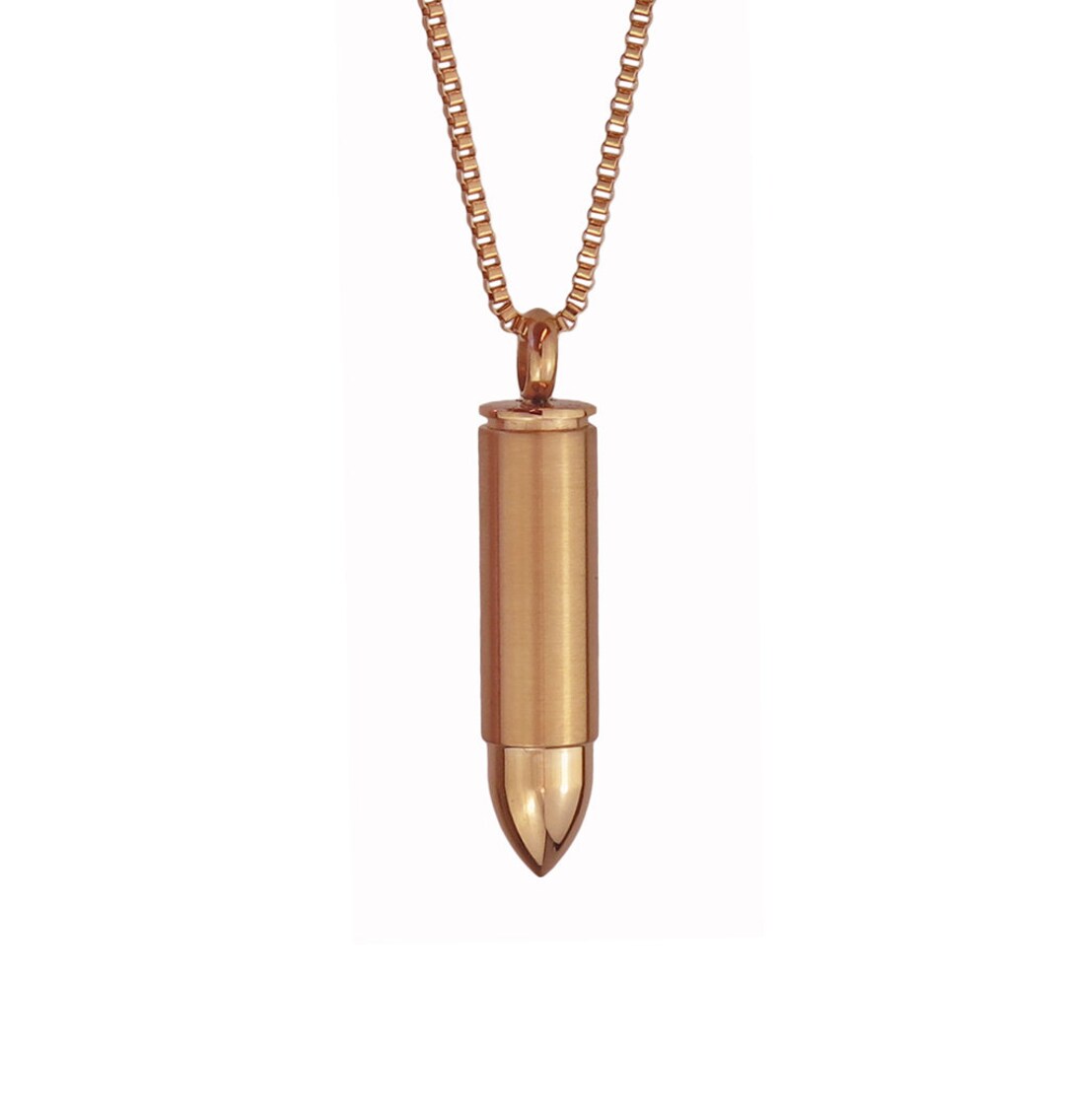 Rose Gold Bullet Urn Pendant - Memorial Ash Keepsake Jewellery ...