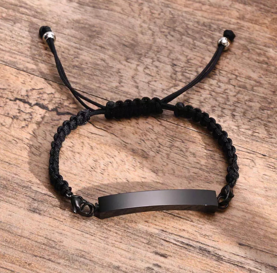 Unisex Adjustable Braided Rope and Silver Urn Bracelet - Memorial Ash ...