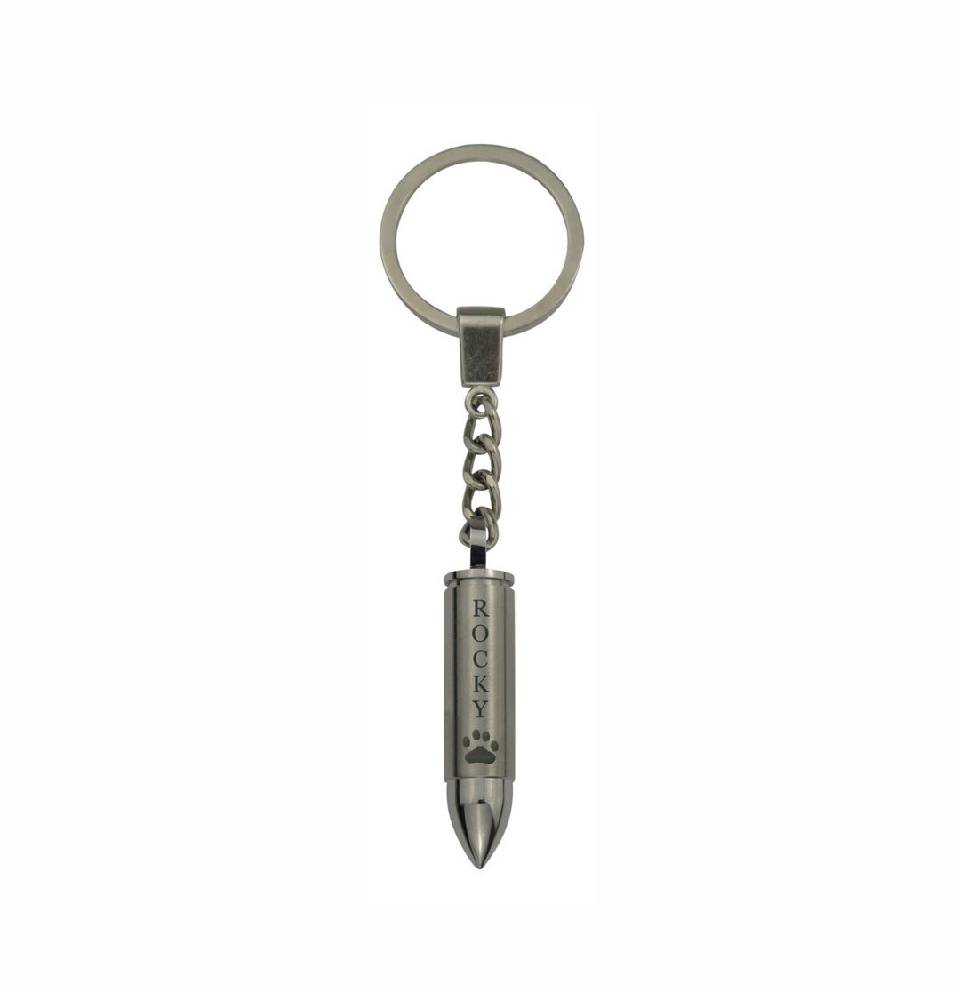 Personalised Paw Bullet Urn Keyring Memorial Ash Keepsake Cremation ...