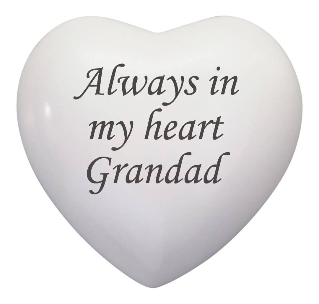 Always in My Heart Grandad White Heart Urn Keepsake for Ashes Cremation ...
