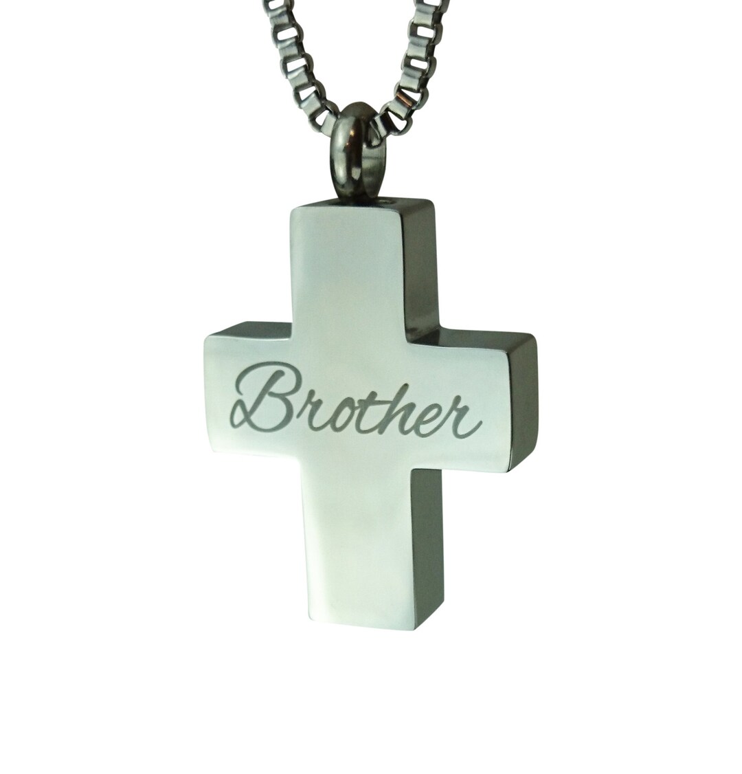 Brother Cross Urn Pendant - Memorial Ash Cremation Keepsake ...