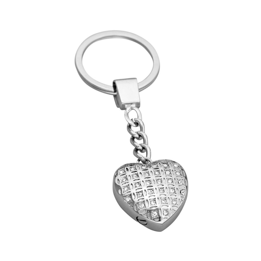 Crystal Heart Urn Keyring Keychain - Memorial Ash Keepsake - Cremation ...