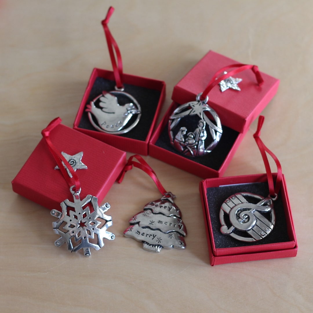 Handmade Pewter Round Ornaments | 10 Styles - Etsy