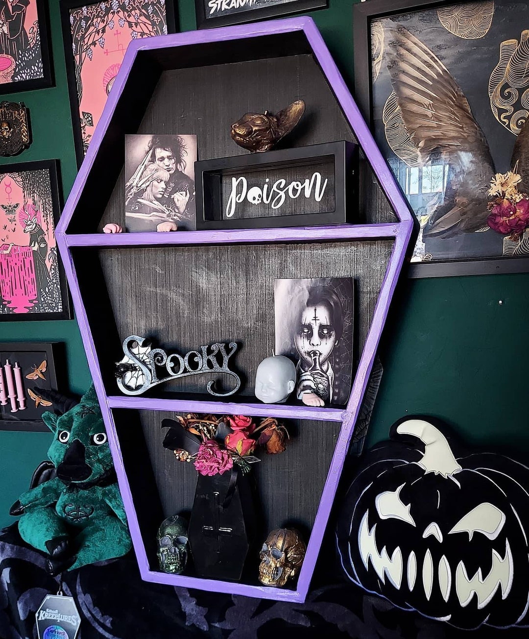 3ft 2 Shelf Coffin Shelving. Gothic, Crystal Shelf, Witchy, Unique ...