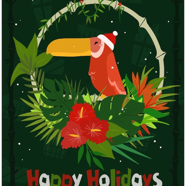 Tropical Christmas Card - Etsy